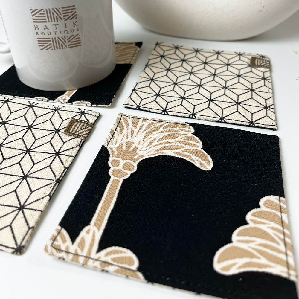 Batik Coaster Set (Reversible) - Black Coconut – Batik Boutique